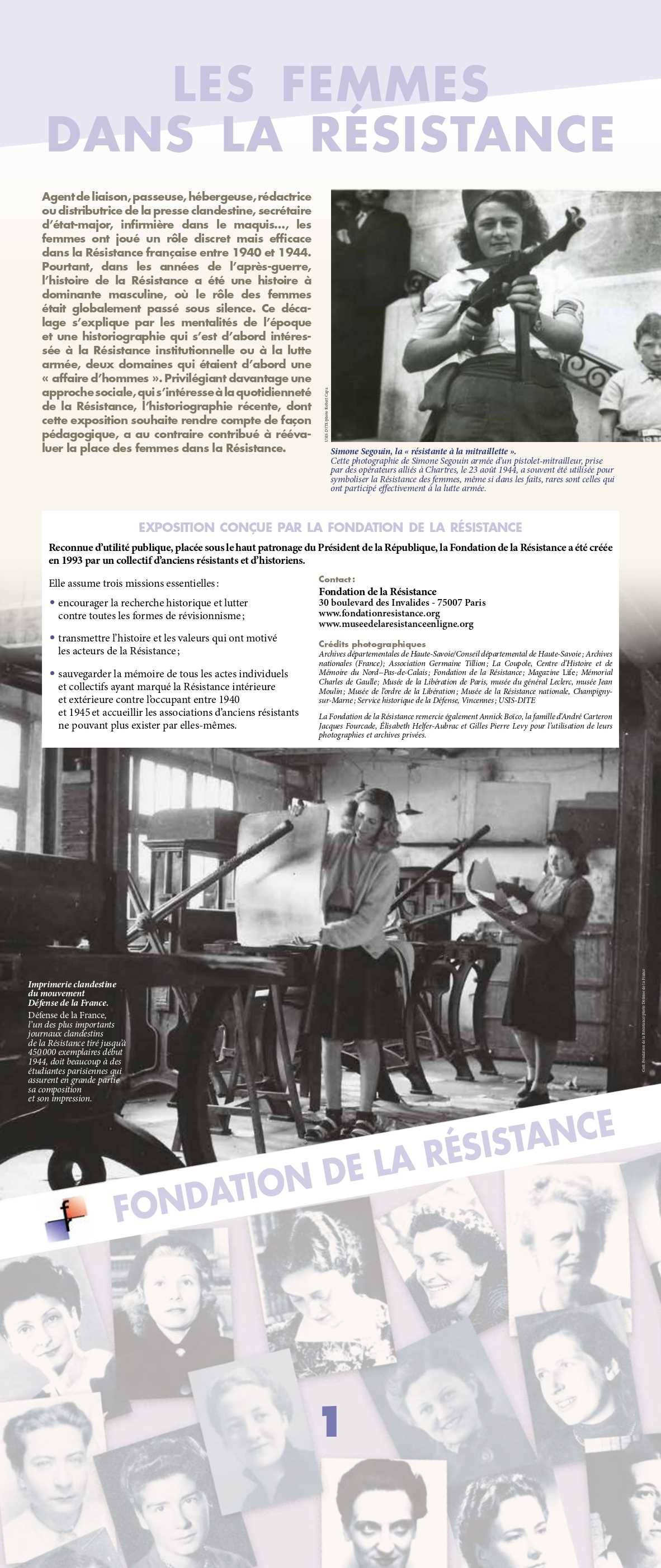 Exposition "Les femmes dans la Résistance" - Mémoire et Espoirs de la ...